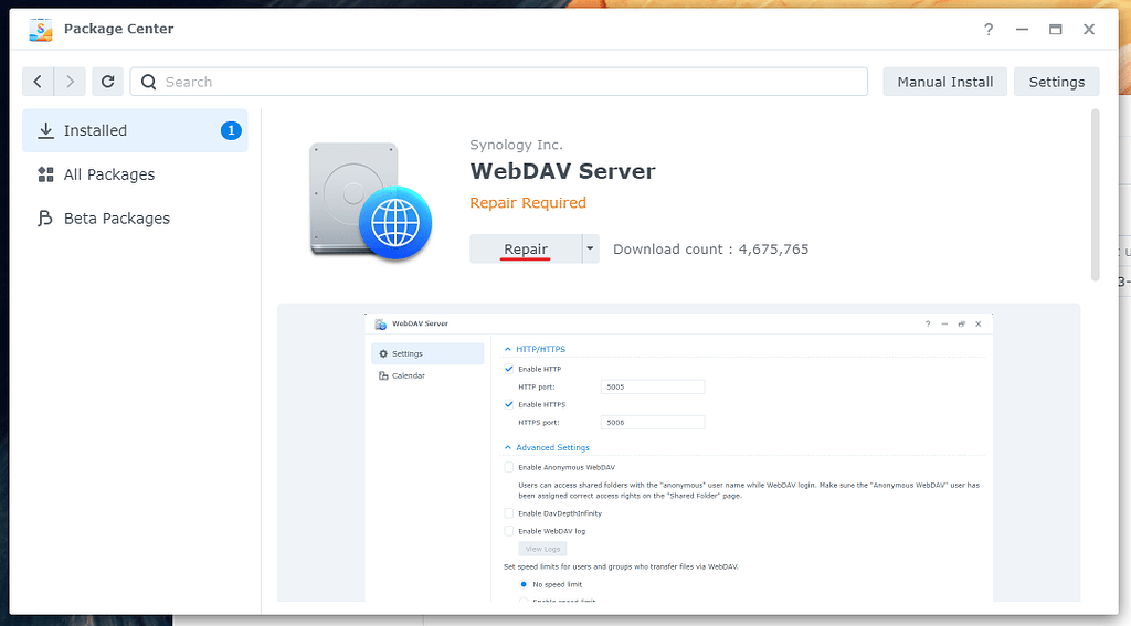 How to fix WebDAV inaccessibility after updating Synology DSM - WebDAV ...