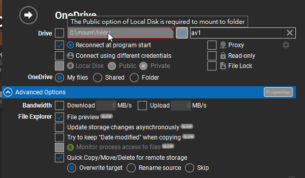 Mounting to the folder failed - Talk Together - RaiDrive Forum
